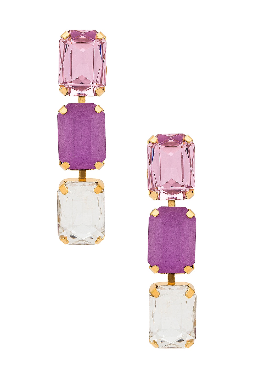 Anton Heunis Triple Baguette Cluster in Fuchsia Spectrum & Gold | REVOLVE