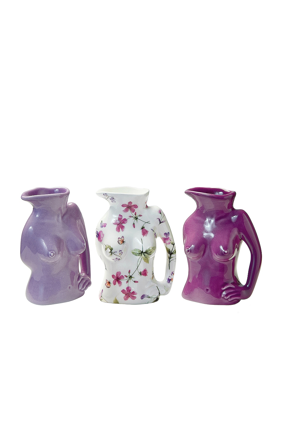 Anissa Kermiche Mini Jugs Jug Trio in Floral, Light Purple, & Purple ...
