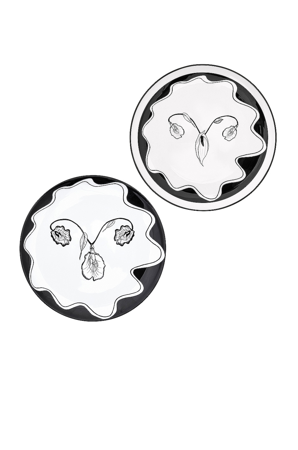 Anissa Kermiche Ovu Plate Dinner Set of Two in White & Black | REVOLVE