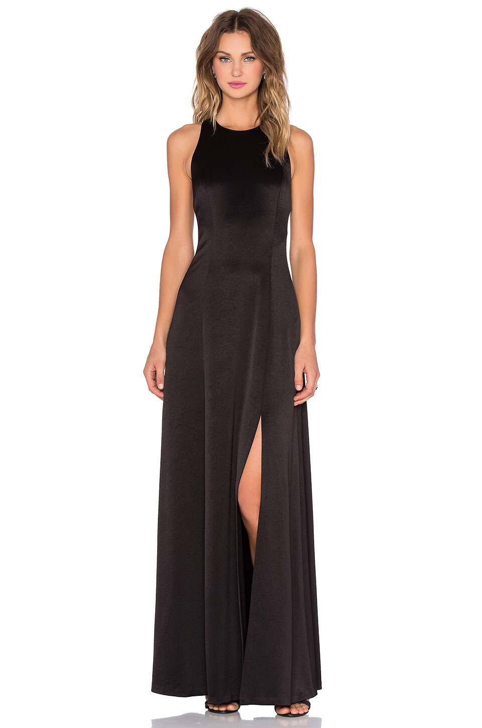 Alice + Olivia Wen T Back High Slit Maxi Dress in Black | REVOLVE