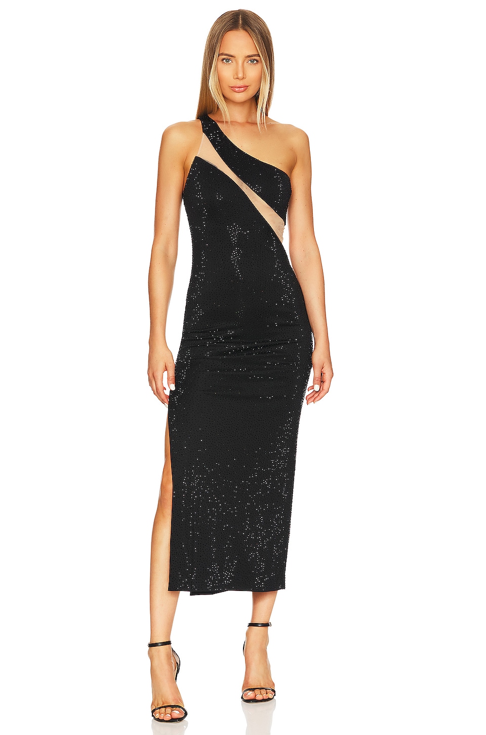 Alice + Olivia Mercedes Midi Dress in Black | REVOLVE