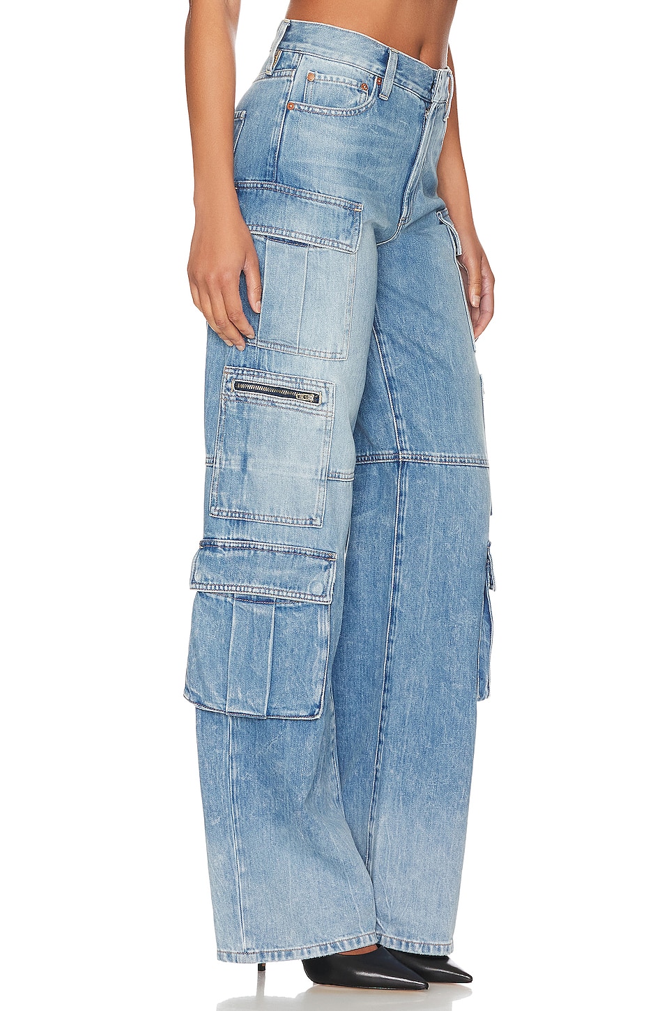 Alice + Olivia Cay Baggy Cargo Jean in Brea Blue | REVOLVE