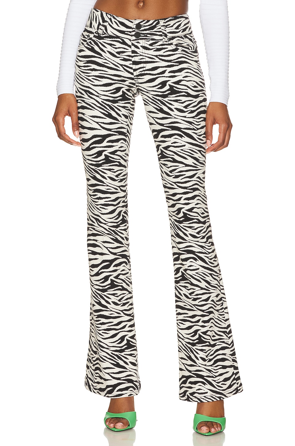 Alice + Olivia Stacey Low Rise Bell in Zebra | REVOLVE