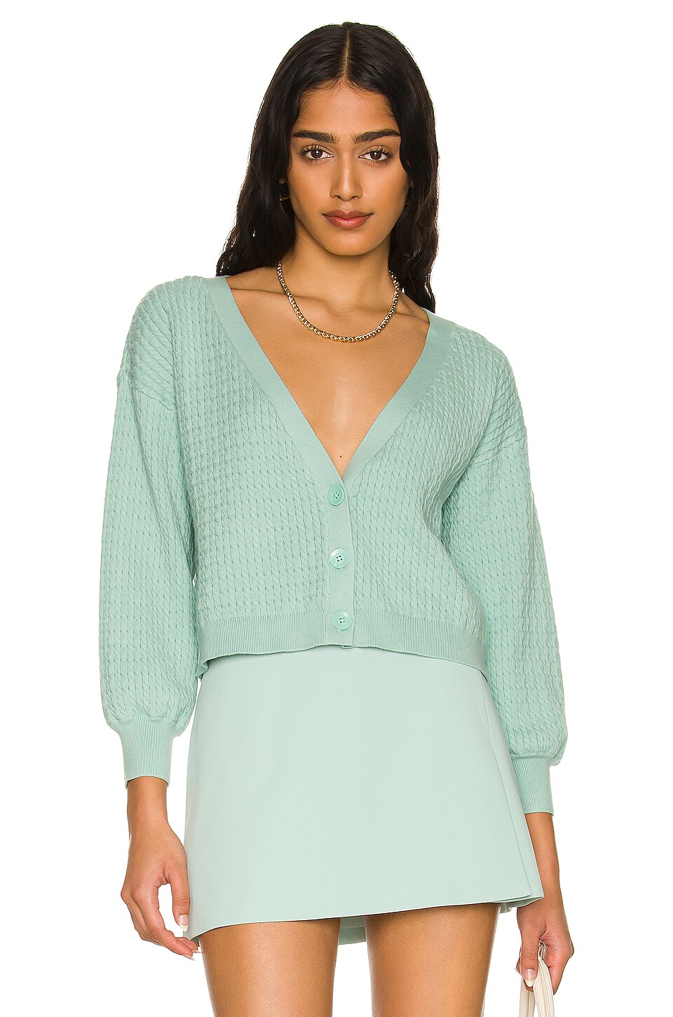 Alice + Olivia Zelina Deep V Cardigan in Breeze | REVOLVE