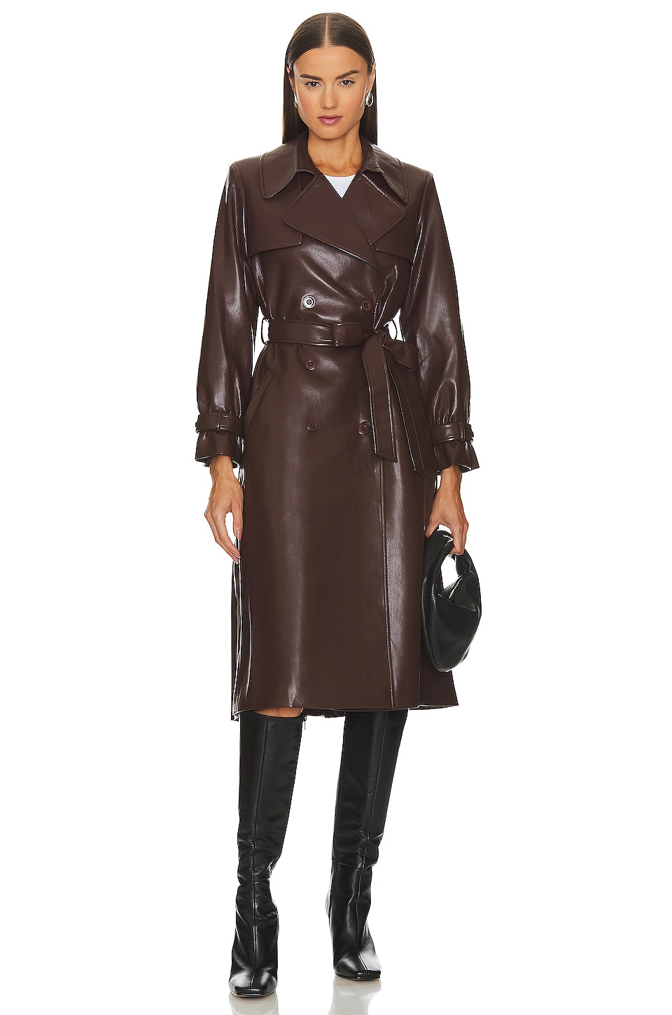 Alice + Olivia Elicia Faux Leather Trench in Toffee | REVOLVE