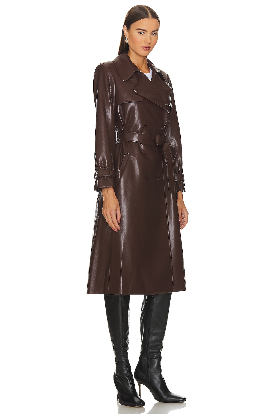 Alice + Olivia Elicia Faux Leather Trench in Toffee | REVOLVE
