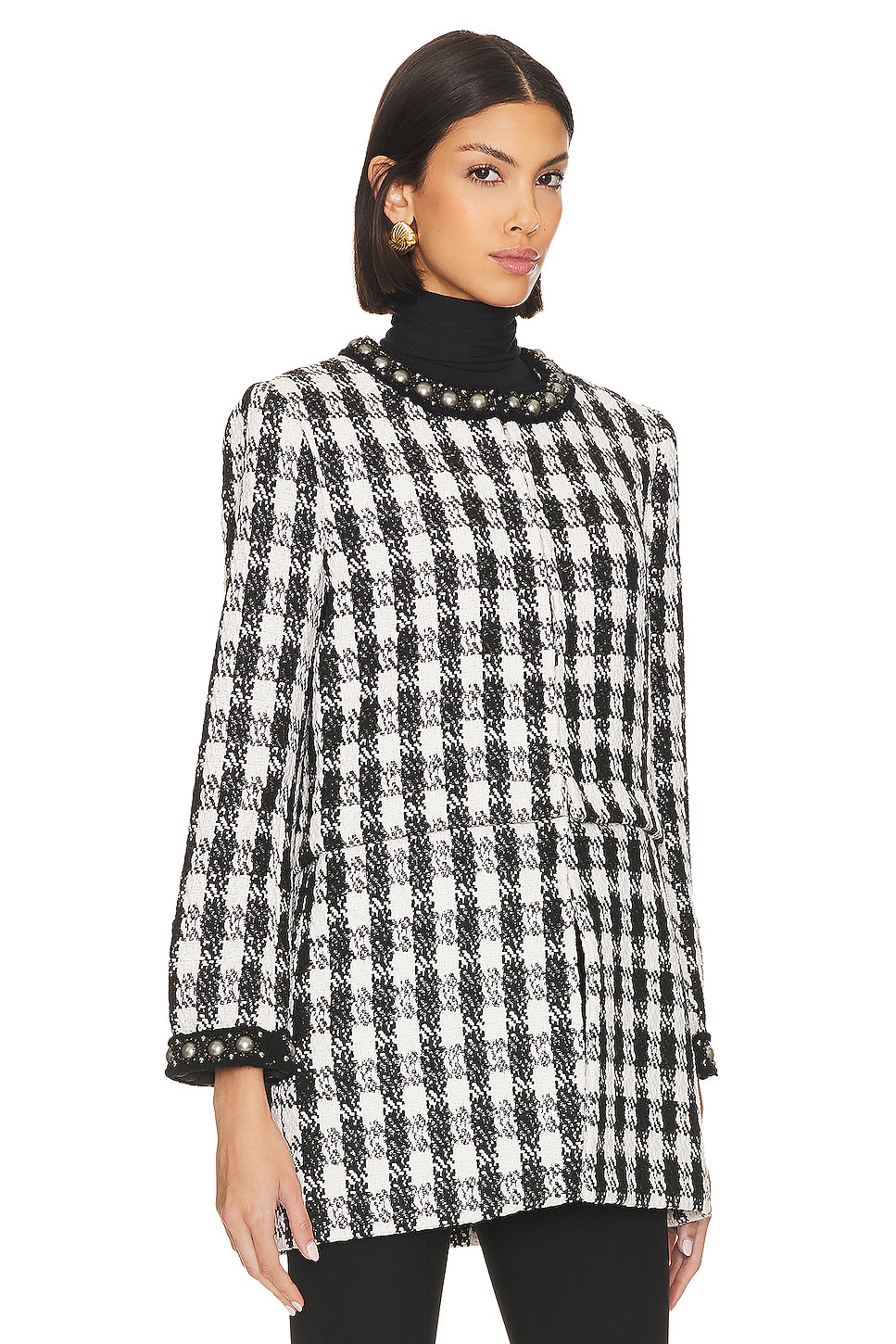 Alice + Olivia Deon Two-fer Seperating Box Jacket in Black & White ...