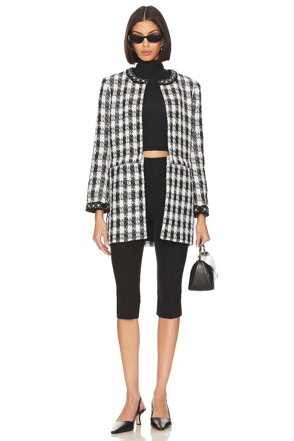 Alice + Olivia Deon Two-fer Seperating Box Jacket in Black & White ...
