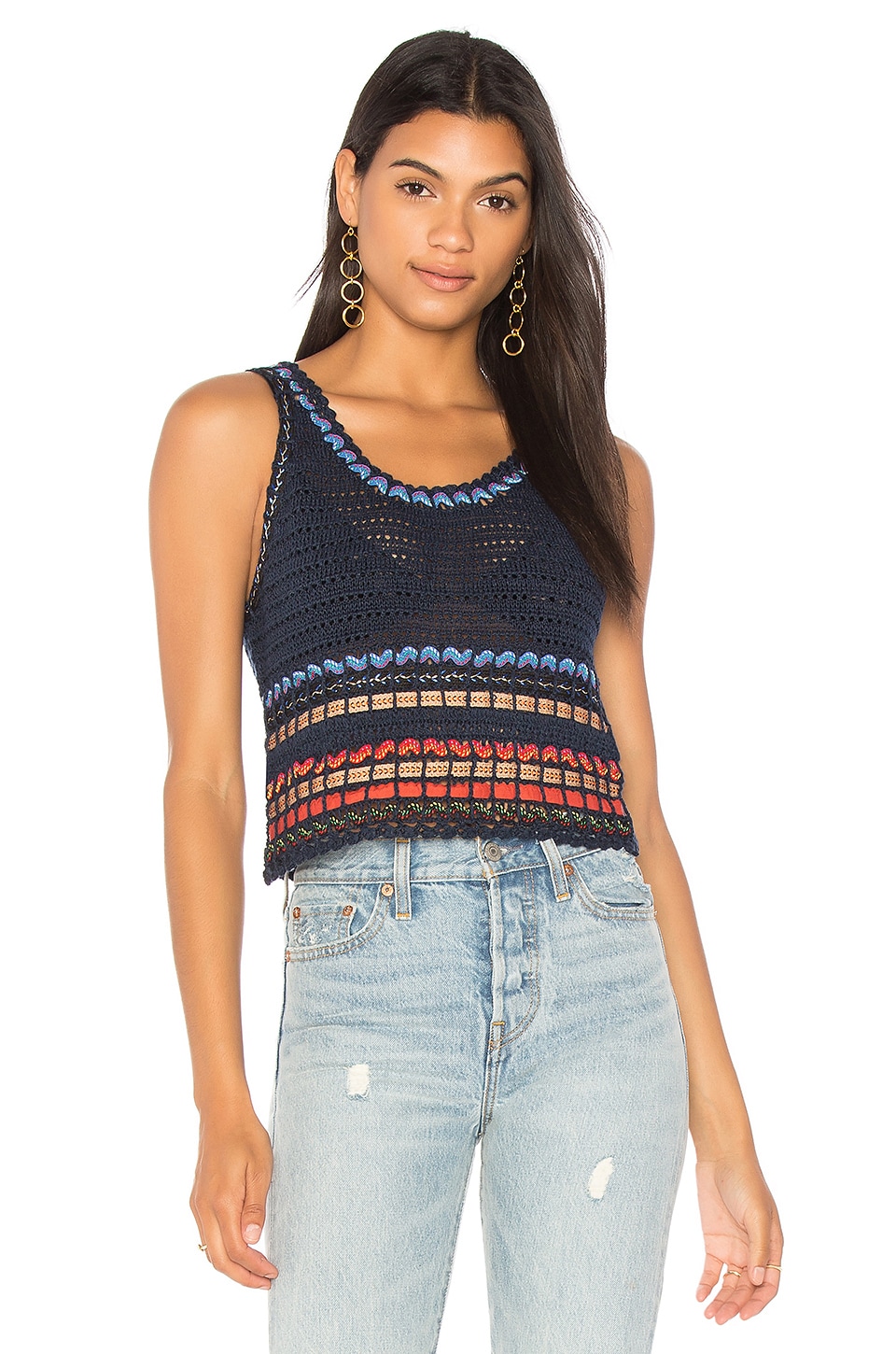 Alice + Olivia Dorian Tank in Indigo & Multi | REVOLVE