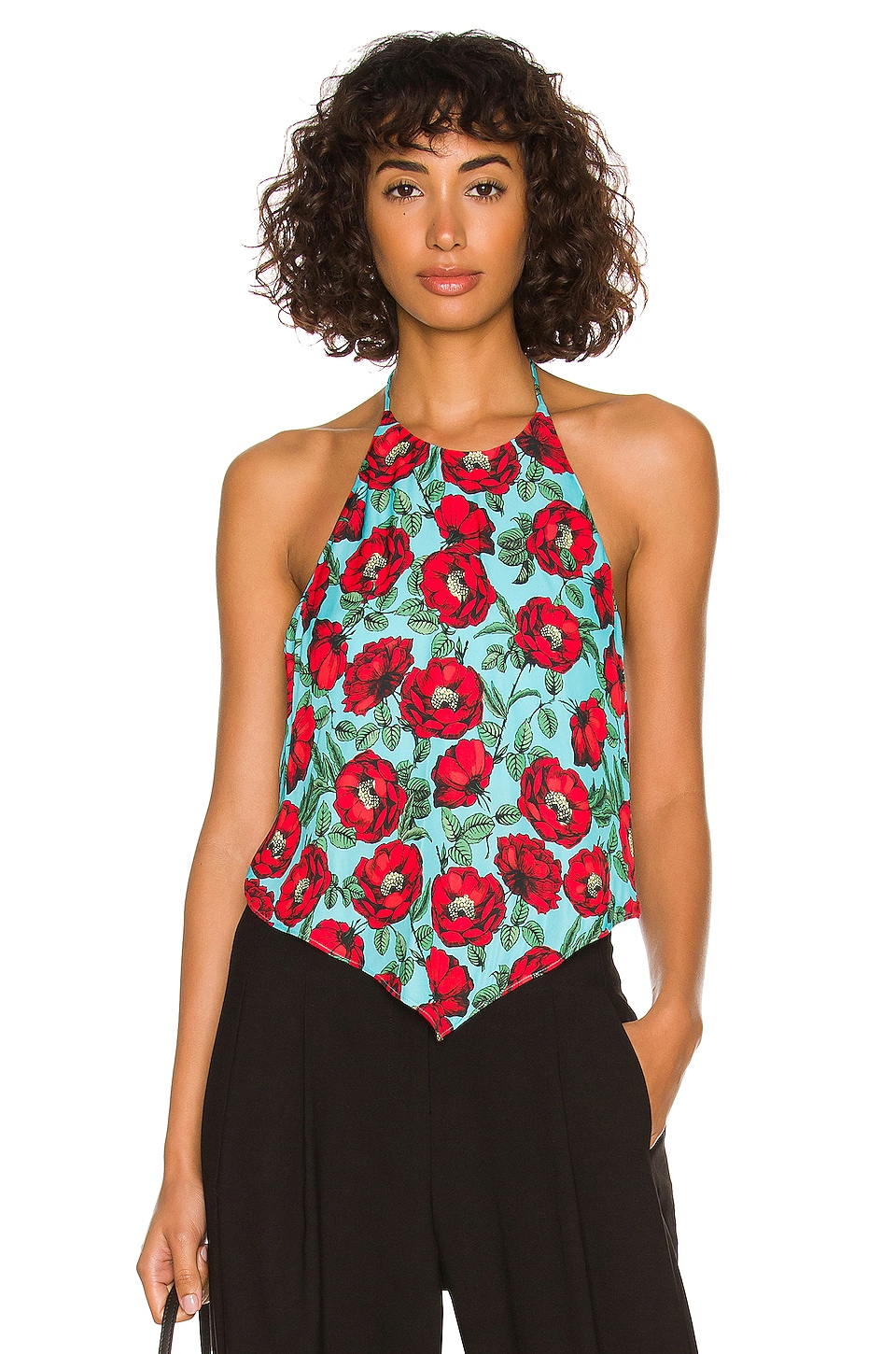 Alice + Olivia Frenchie Handkerchief Halter Top in Beach Bliss Aqua ...