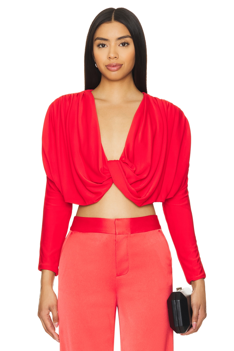 Alice + Olivia Elda Cropped Top in Bright Ruby | REVOLVE