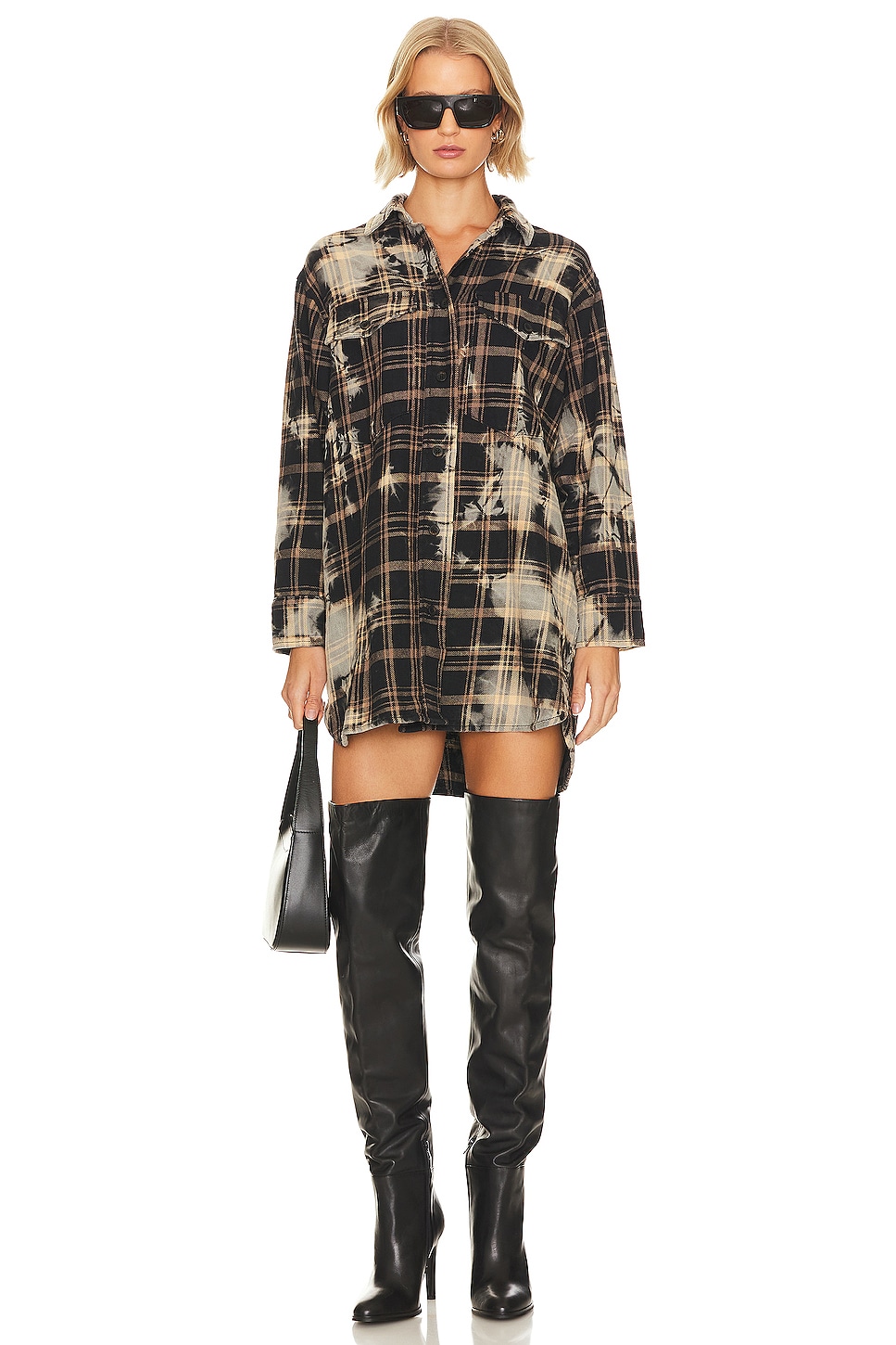 ALLSAINTS Lily Check Shacket Dress in Bleach Multi | REVOLVE