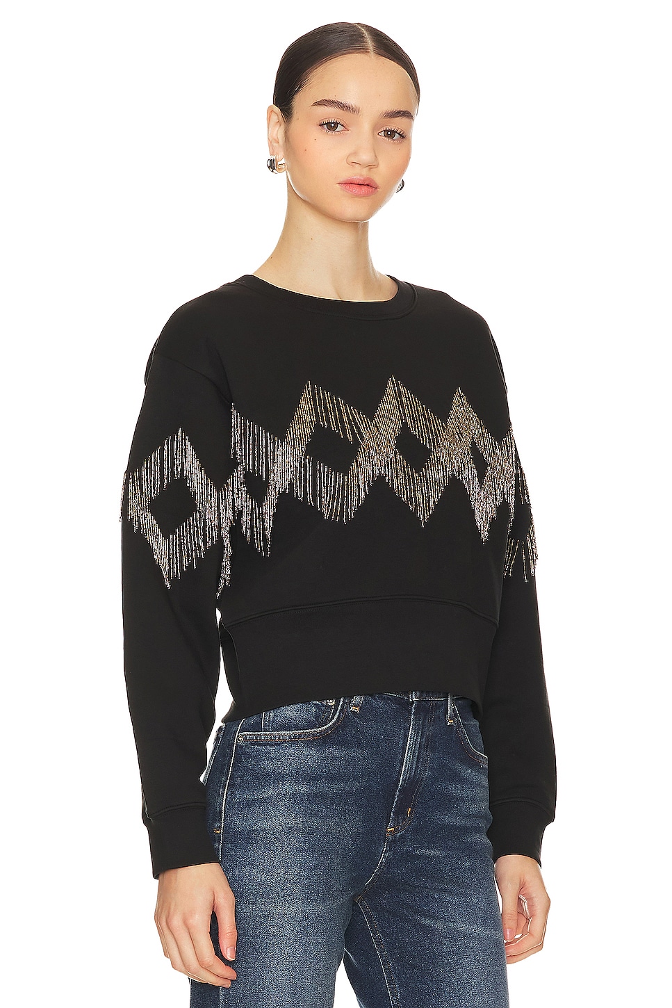 ALLSAINTS Zaniah Tassel Sweatshirt in Black | REVOLVE