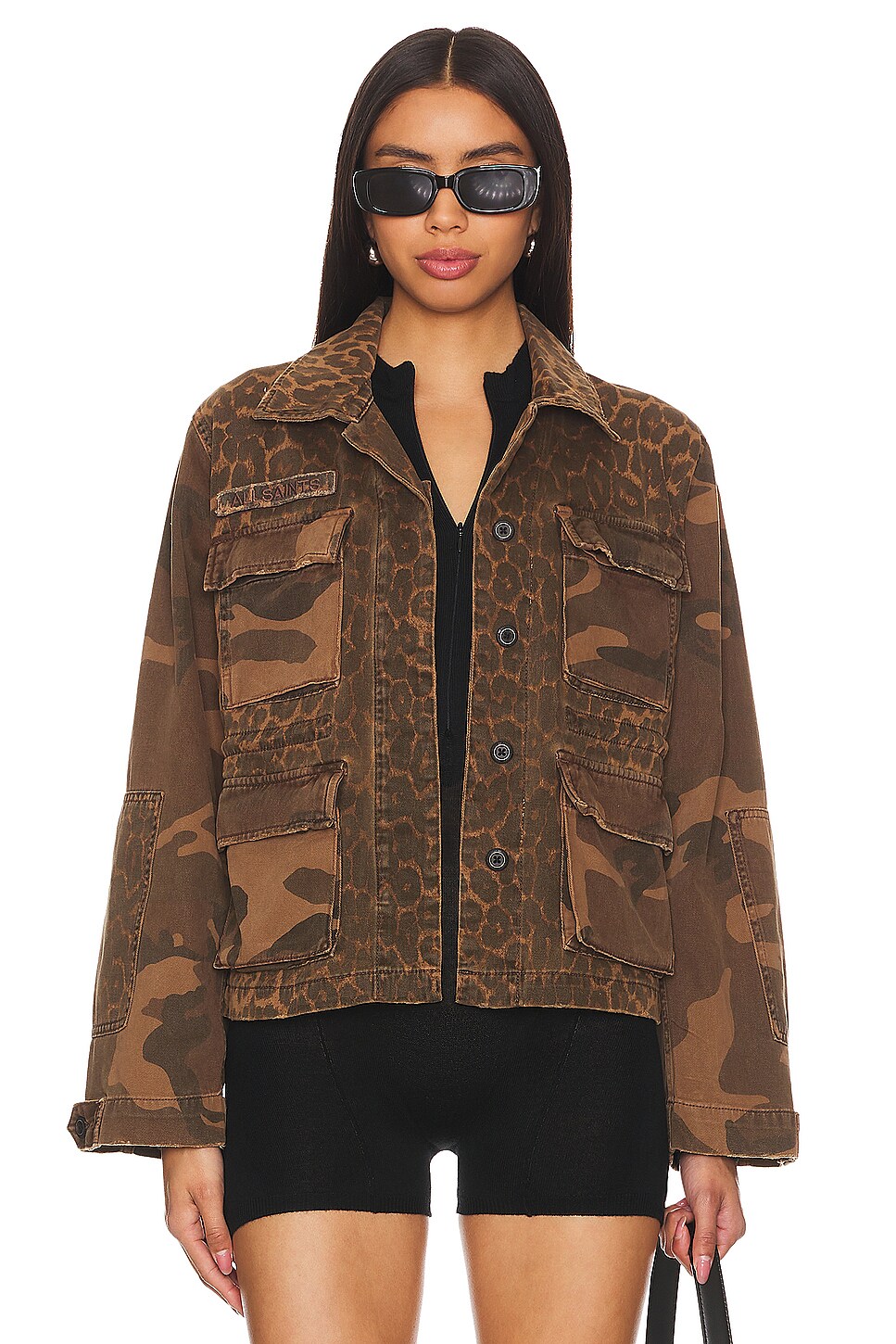 ALLSAINTS Finch Leppo Mix Jacket in Animal Brown | REVOLVE