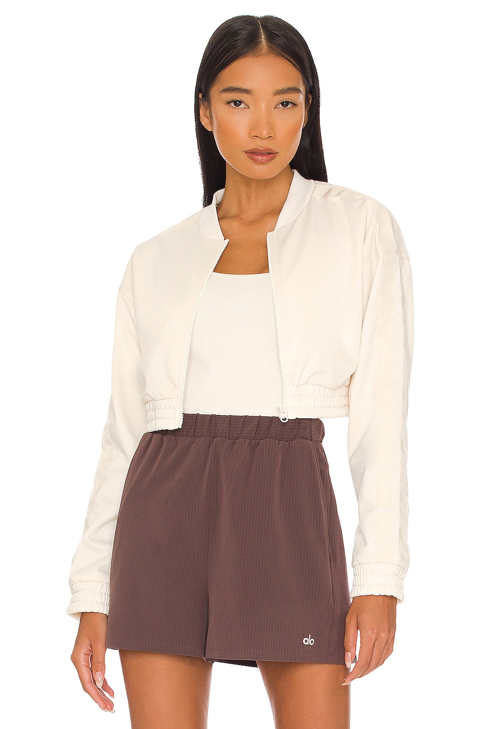 alo Cropped Prizewinner Jacket in Ivory | REVOLVE