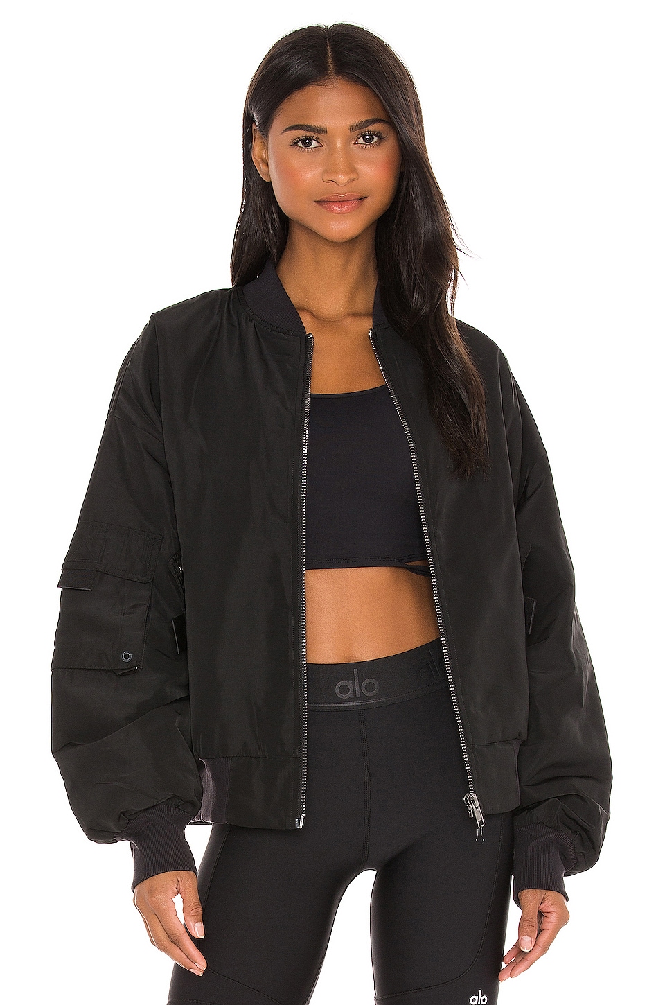 alo It Girl Bomber in Black | REVOLVE