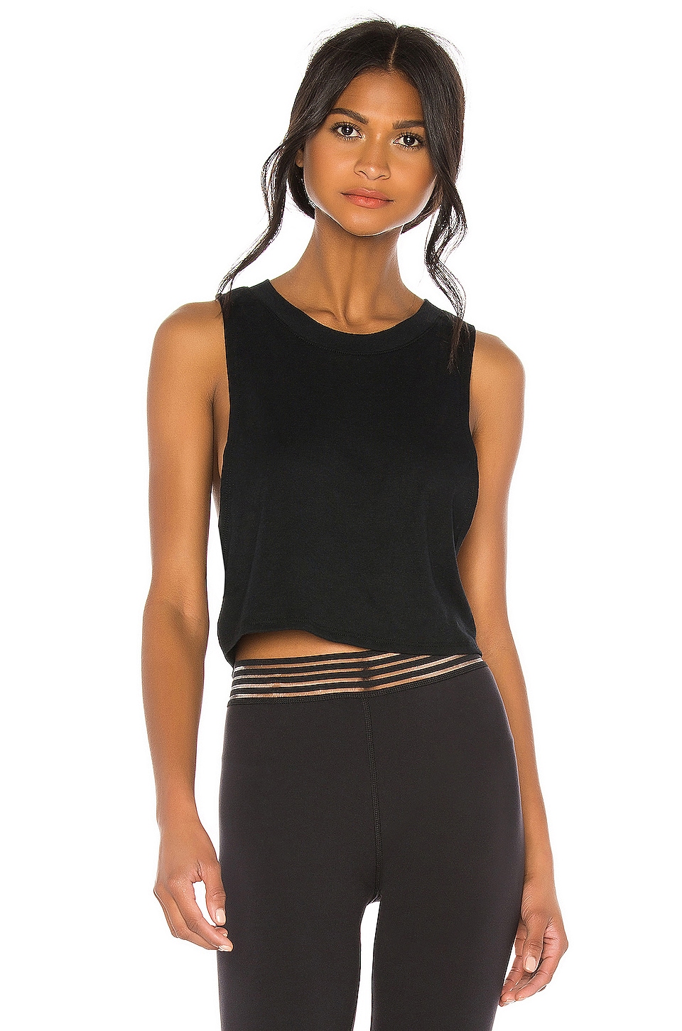 alo Heat Wave Crop Tank in Black | REVOLVE