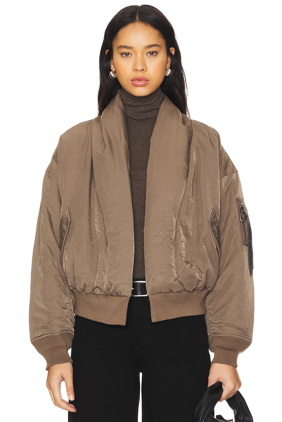 ALPHA INDUSTRIES Shawl Collar Flight Jacket in Coyote Brown | REVOLVE