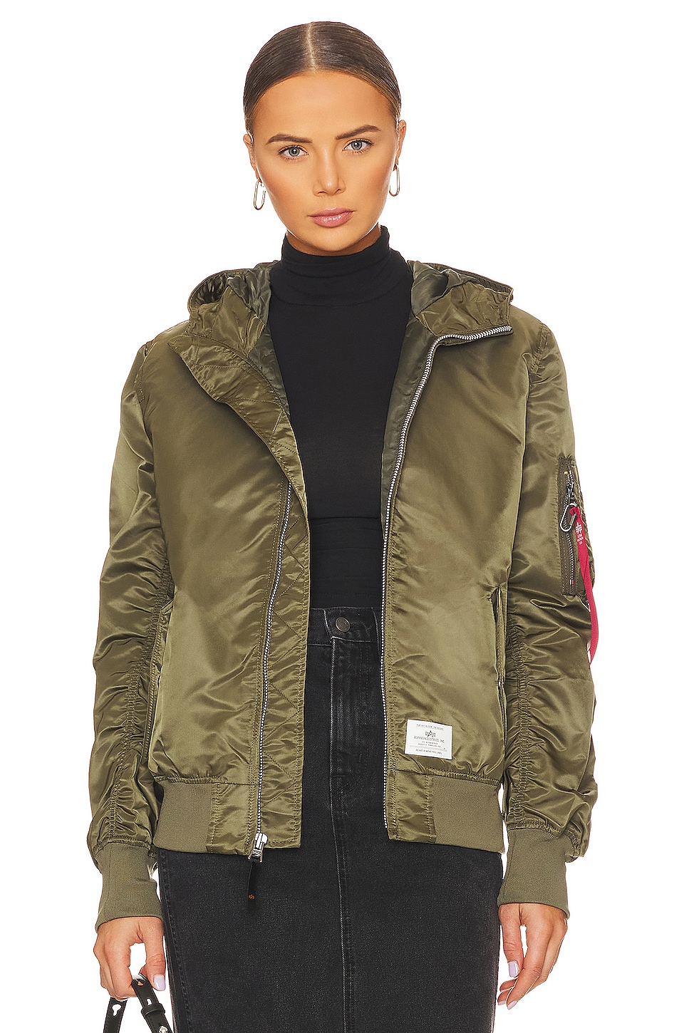 ALPHA INDUSTRIES L-2b Hooded Flight Jacket in Og-107 Green | REVOLVE