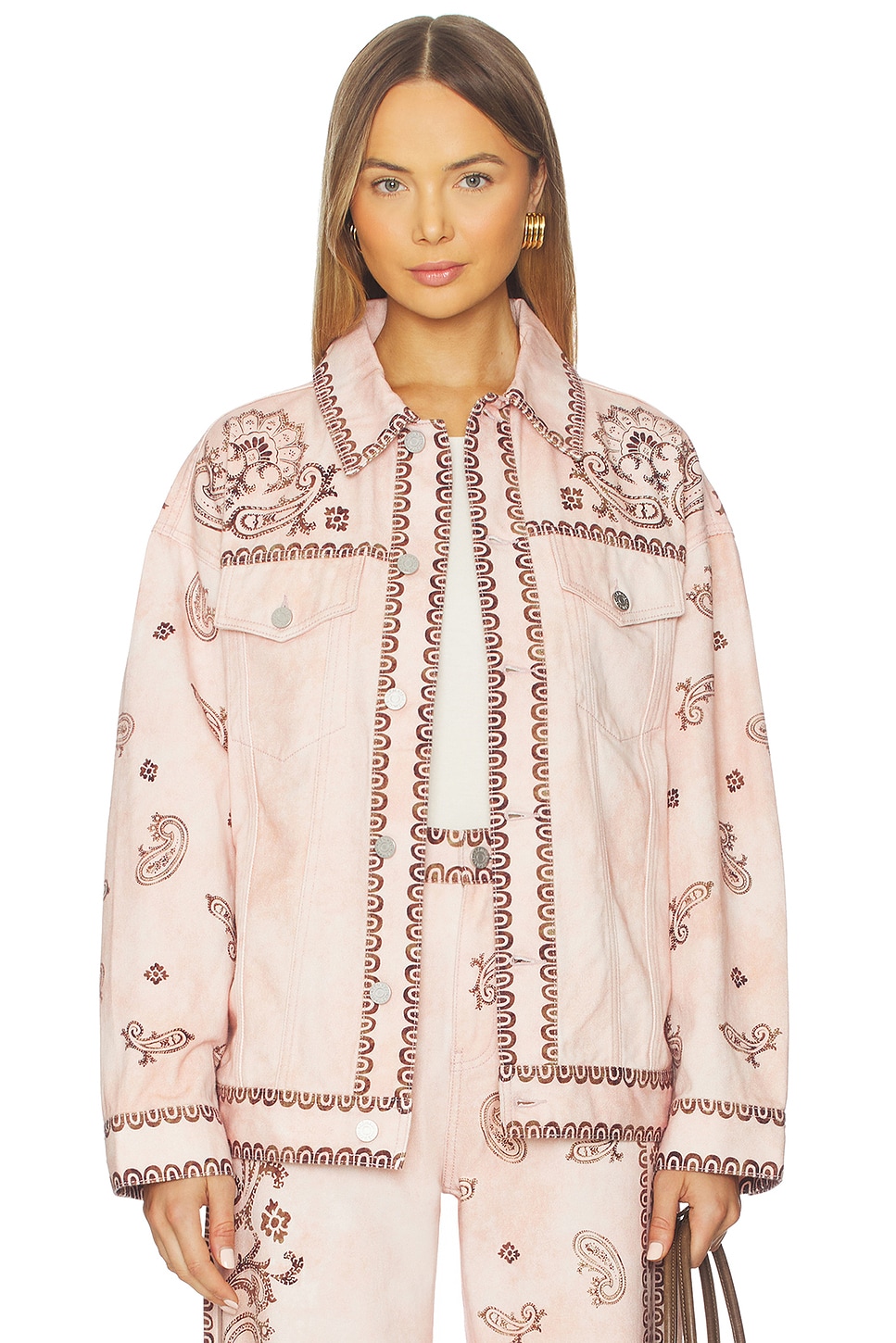 Alemais Akia Denim Jacket in Pink | REVOLVE