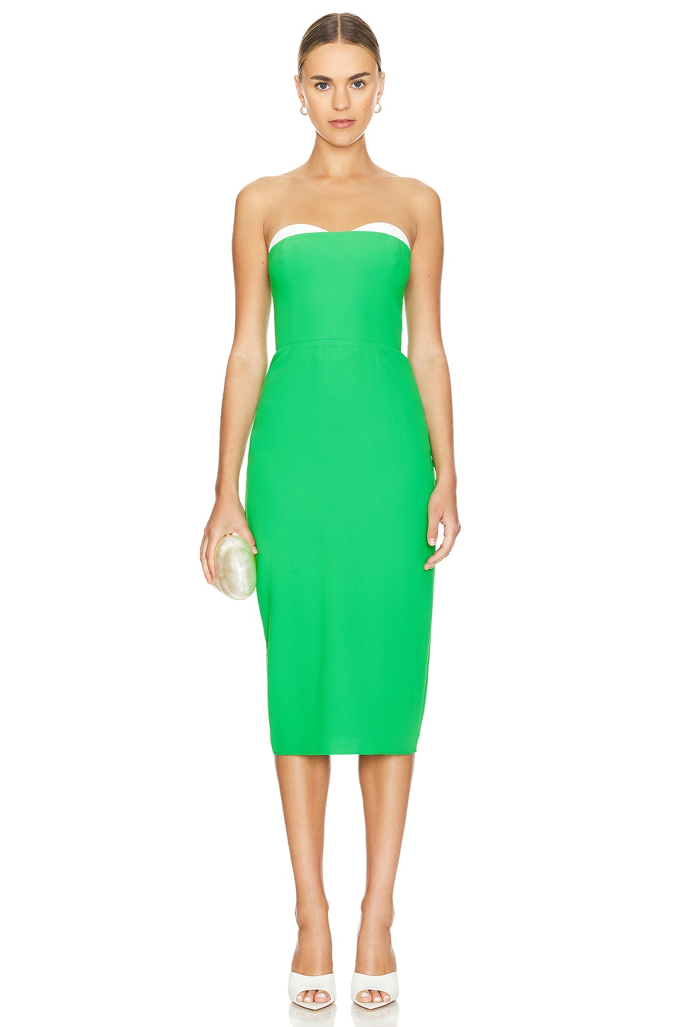 Amanda Uprichard x REVOLVE Meline Midi Dress in Grass & Ivory | REVOLVE