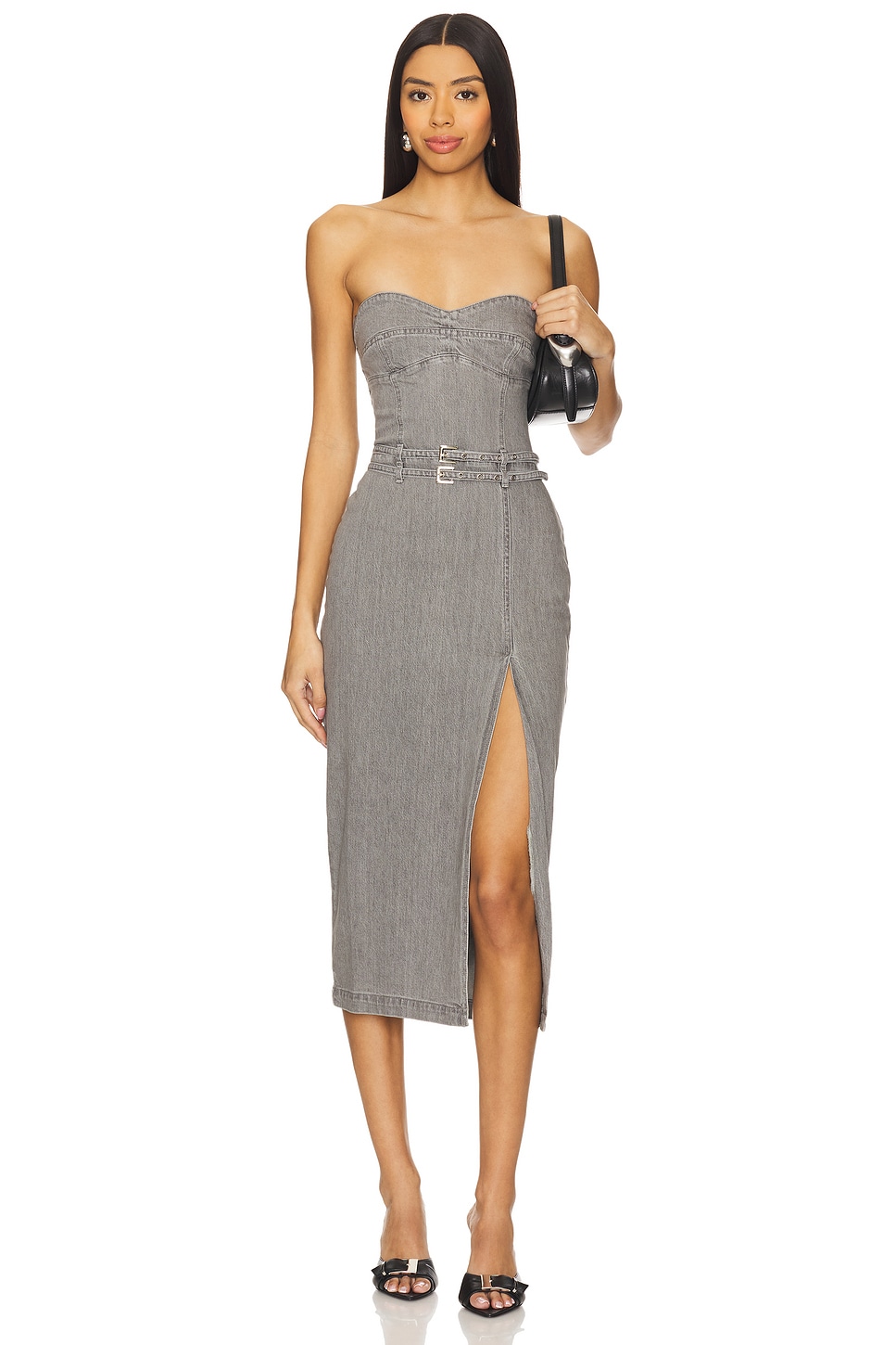Amanda Uprichard Rogan Dress in Dark Grey Wash | REVOLVE