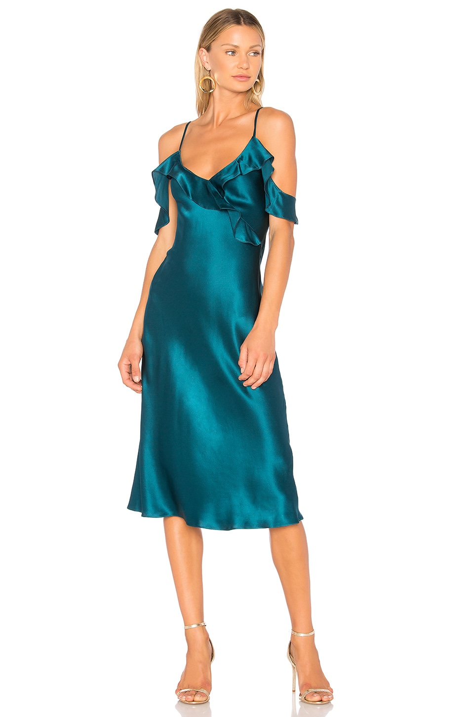 Amanda Uprichard Anika Midi Dress in Mallard | REVOLVE