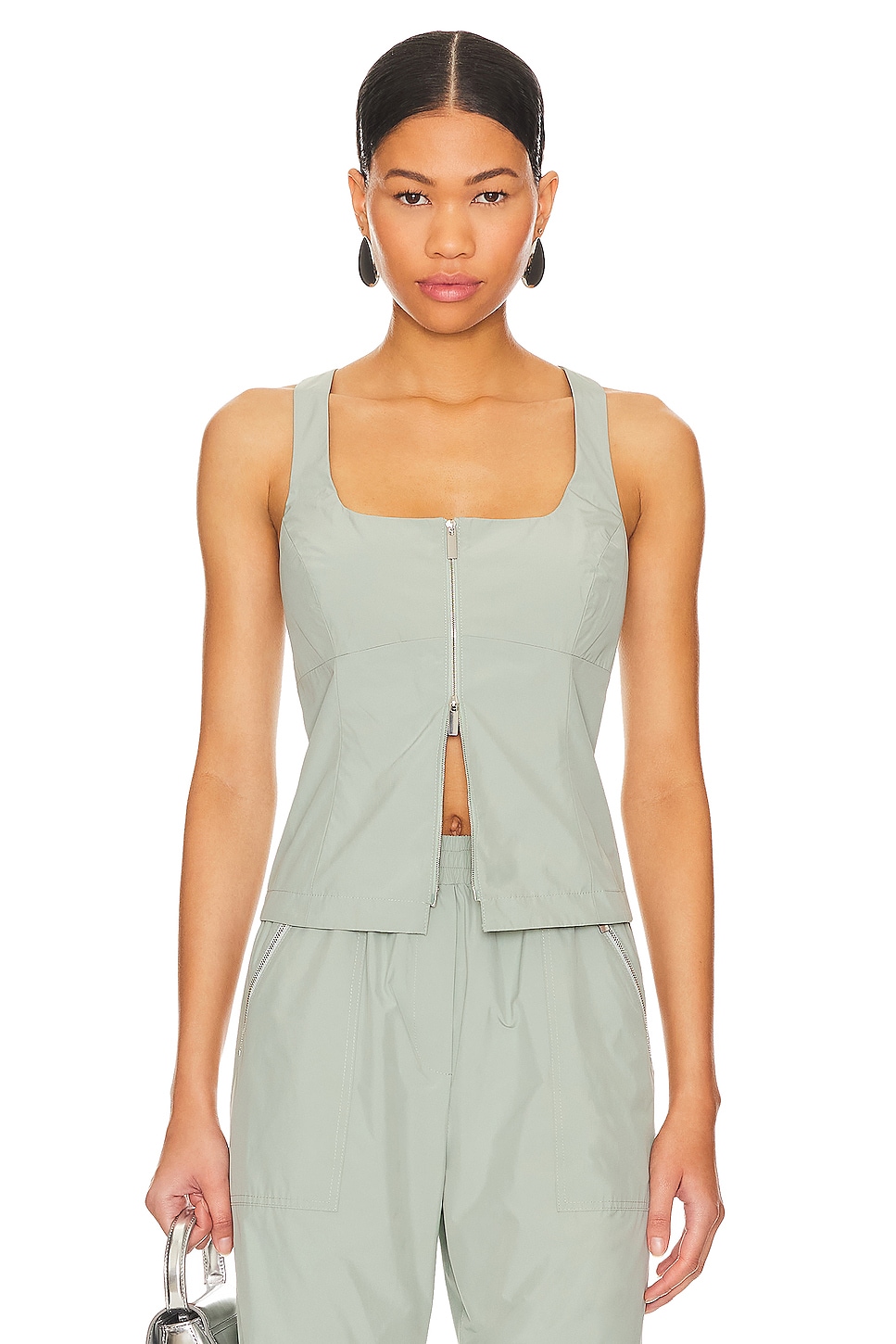 Amanda Uprichard Violet Top in Sage | REVOLVE