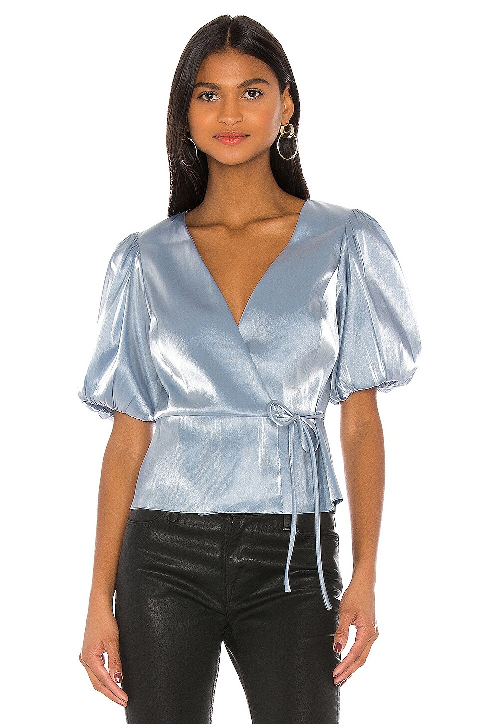 Amanda Uprichard Maggie Blouse in Mist | REVOLVE