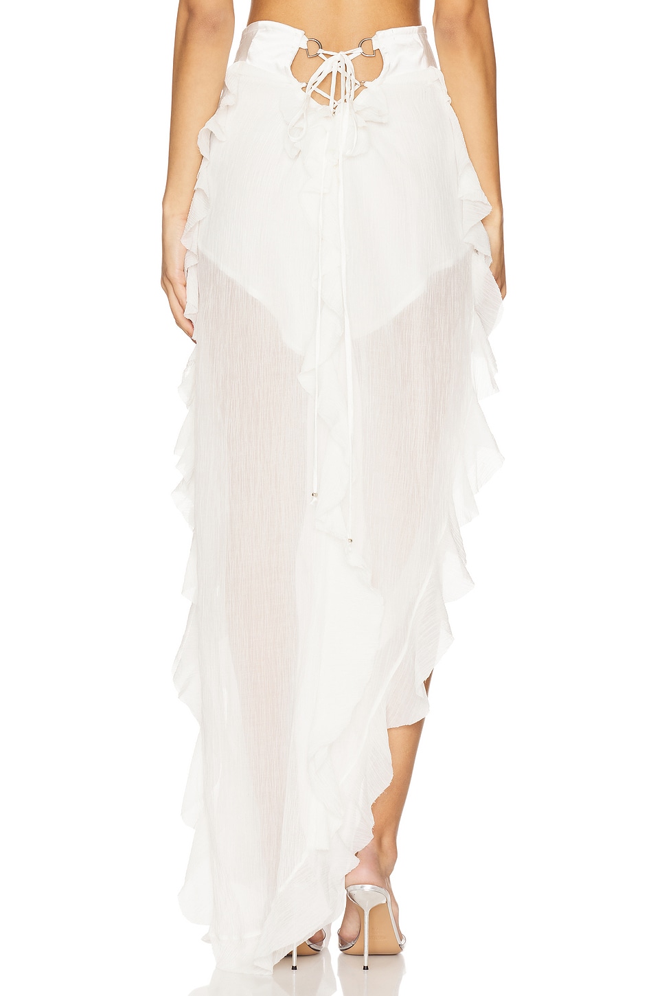 AMOR MIA Tear Maxi Skirt in White | REVOLVE