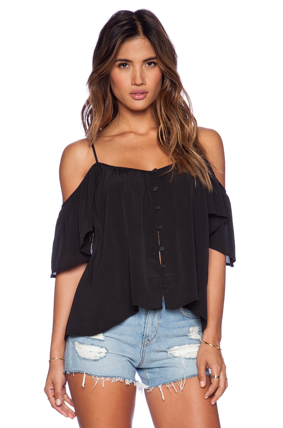 AMUSE SOCIETY Lena Woven Top en Black Sands | REVOLVE