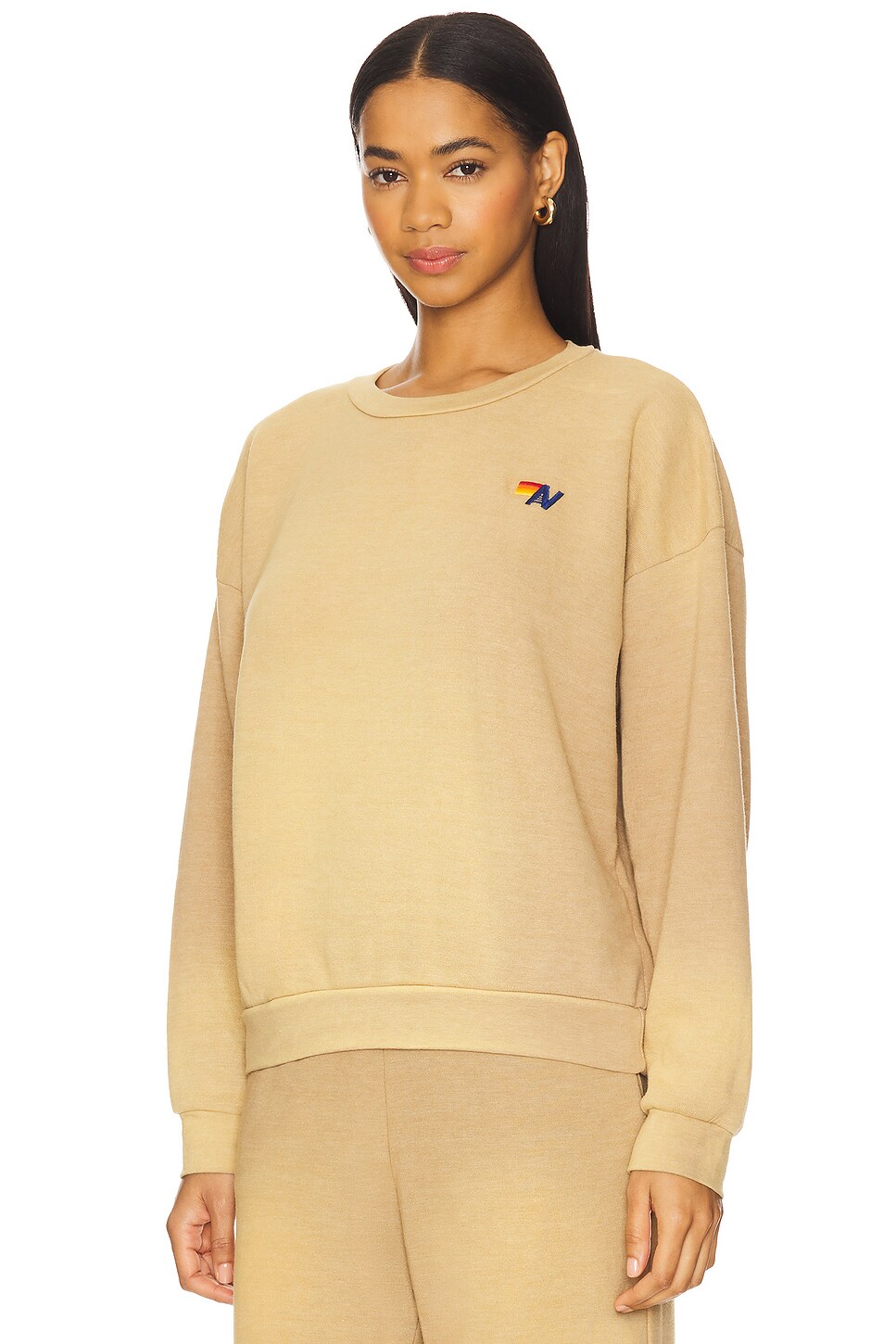 Aviator Nation Essential Relaxed Crew Sweatshirt in Faded Tan | REVOLVE