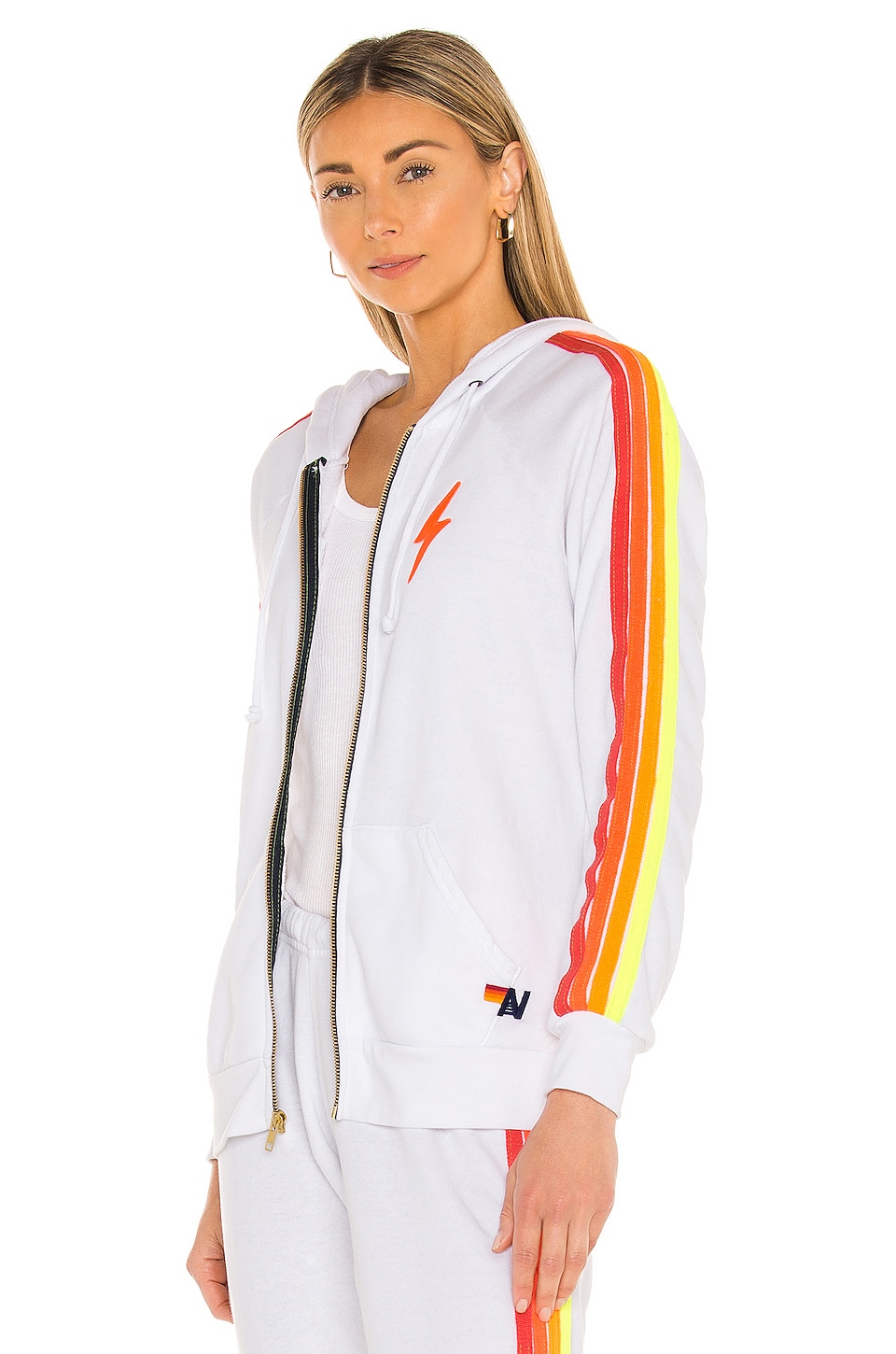 Aviator Nation SWEAT À CAPUCHE BOLT en White & Neon | REVOLVE
