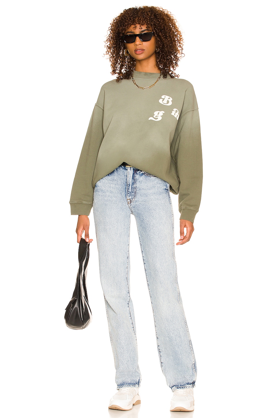 ANINE BING Cody Vintage Bing Sweatshirt in Washed Dusty Olive | REVOLVE