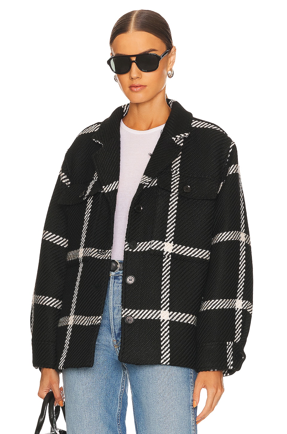 ANINE BING Flynn Jacket in Black Check | REVOLVE