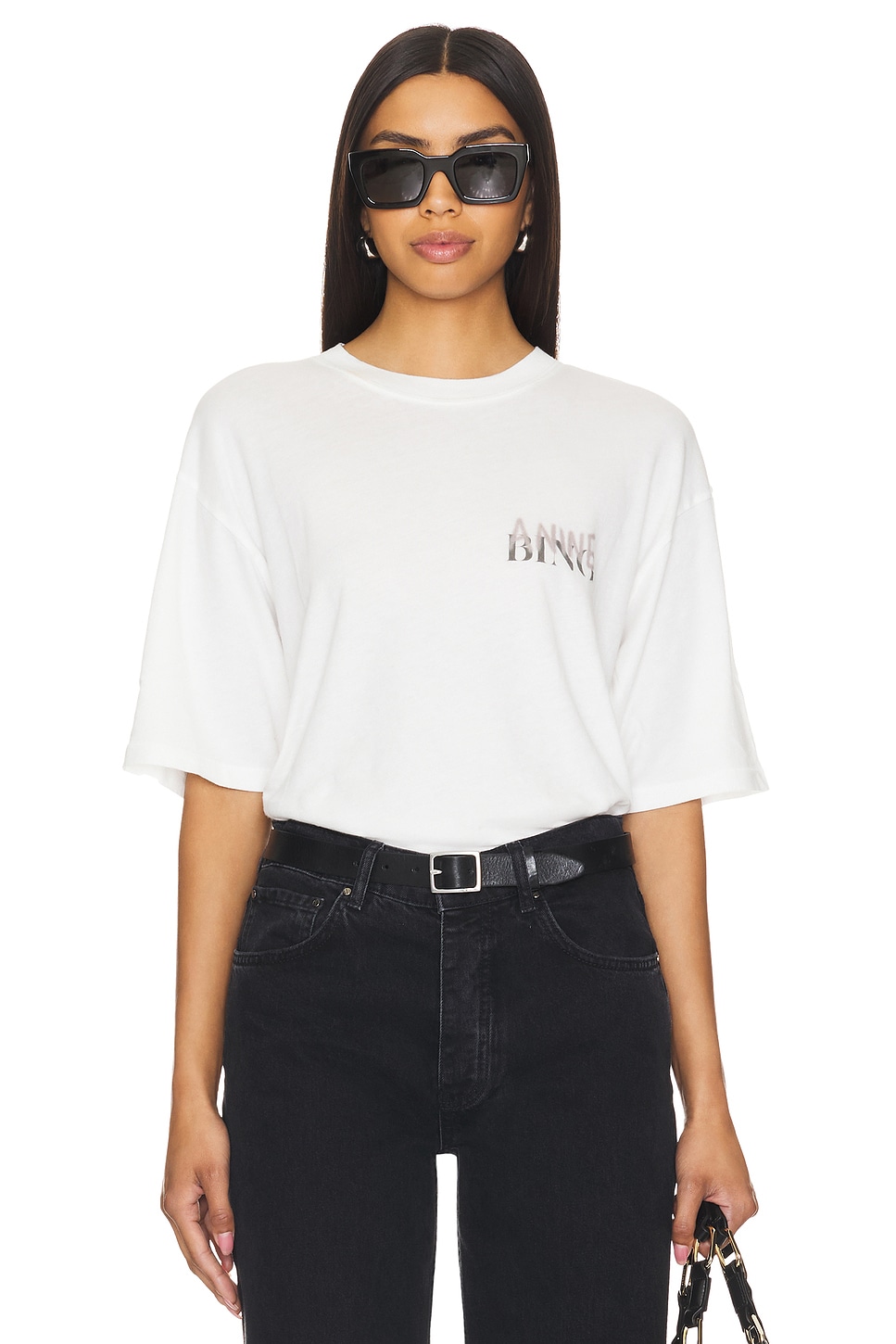 ANINE BING Cason Graffiti Tee in Ivory | REVOLVE