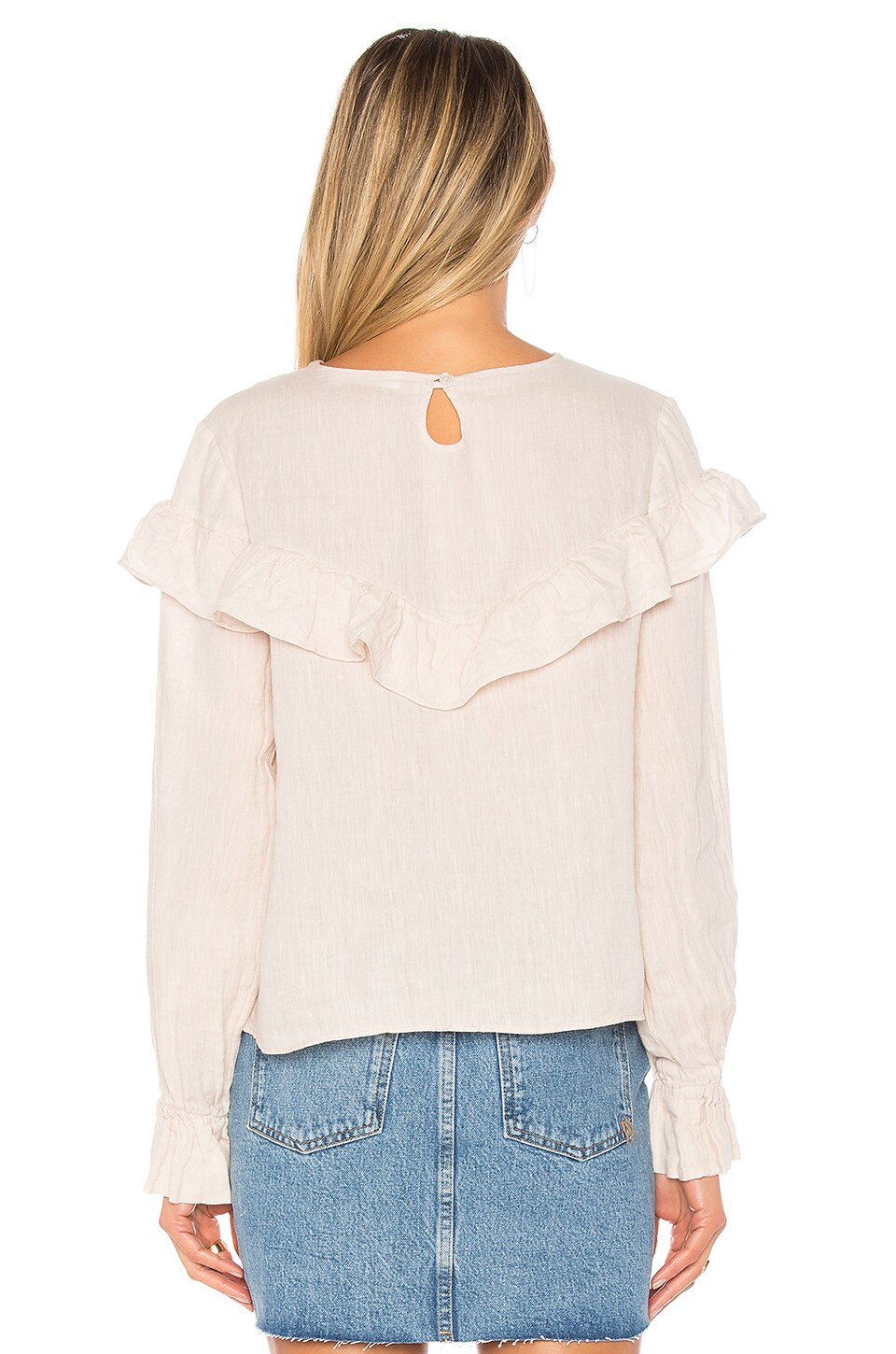 ANINE BING Linen Ruffle Top in Blush | REVOLVE
