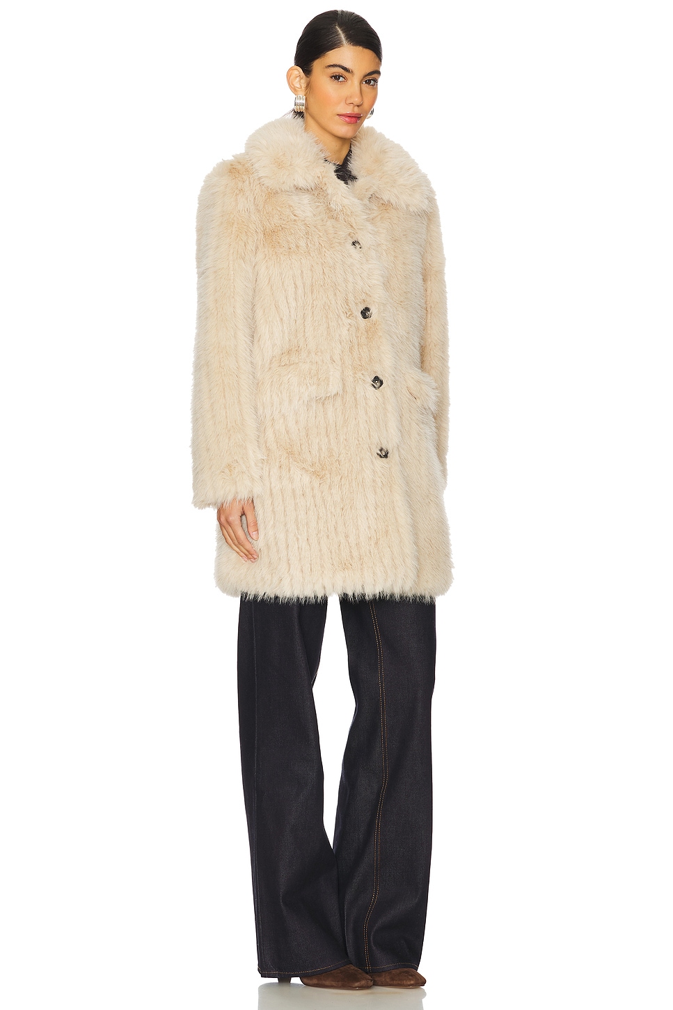 Apparis Pamela Mid Length Coat in Flan | REVOLVE
