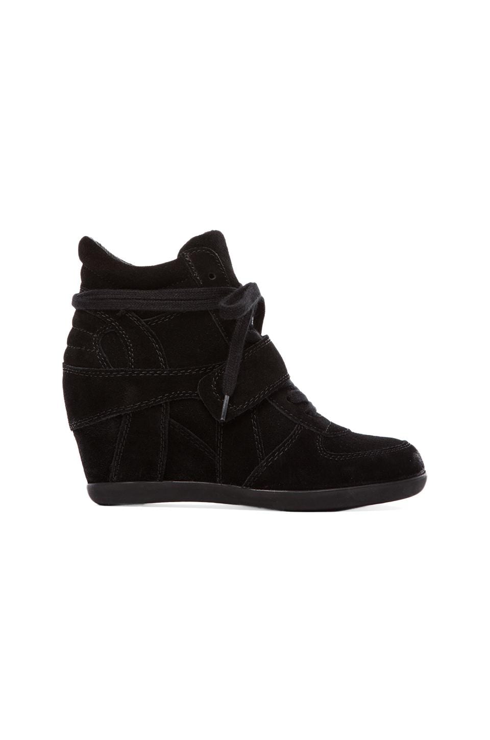 Ash Bowie Calf Suede Sneaker Wedge in Black | REVOLVE