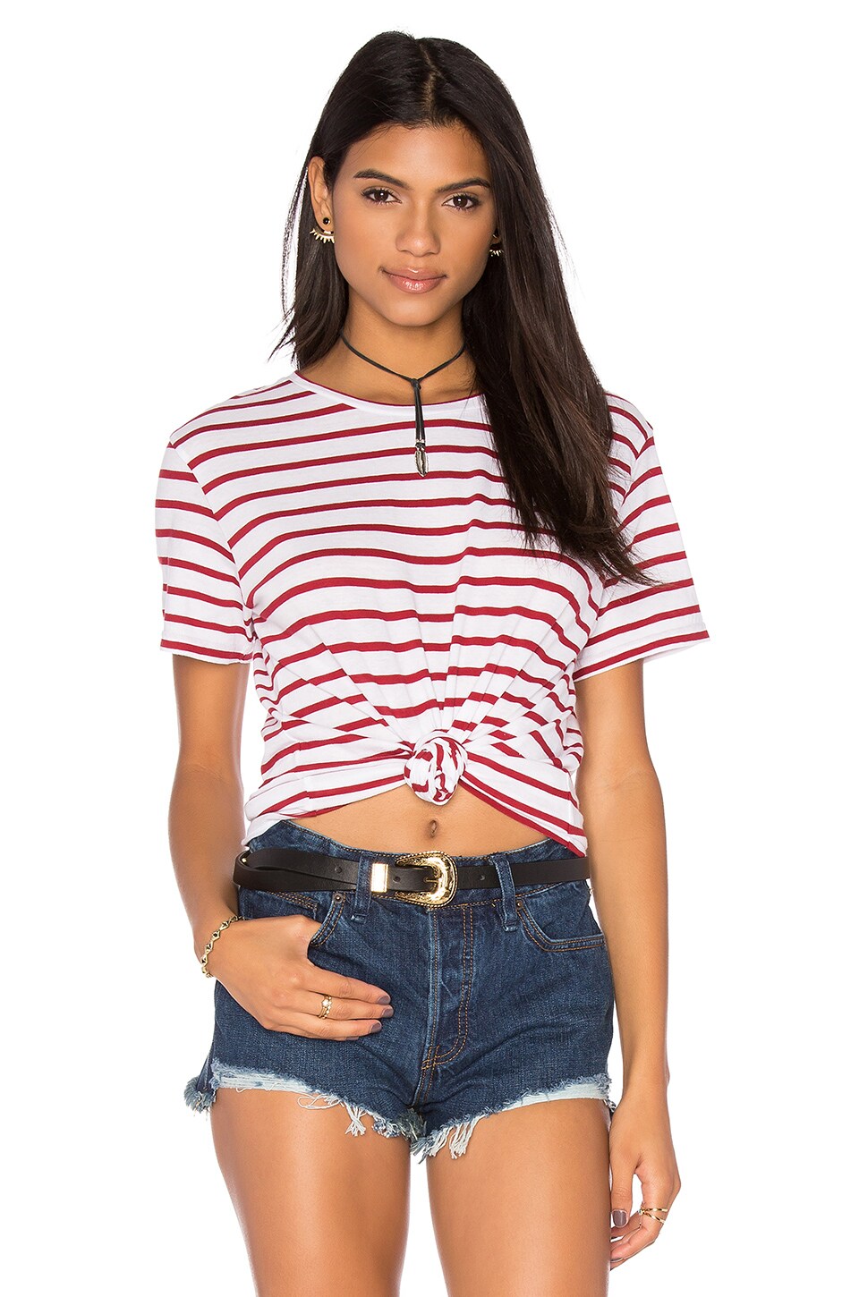 Assembly Label Red Stripe Tee in White & Red | REVOLVE