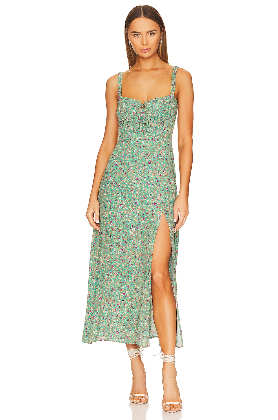 ASTR the Label Elsie Dress in Green & Magenta Floral | REVOLVE