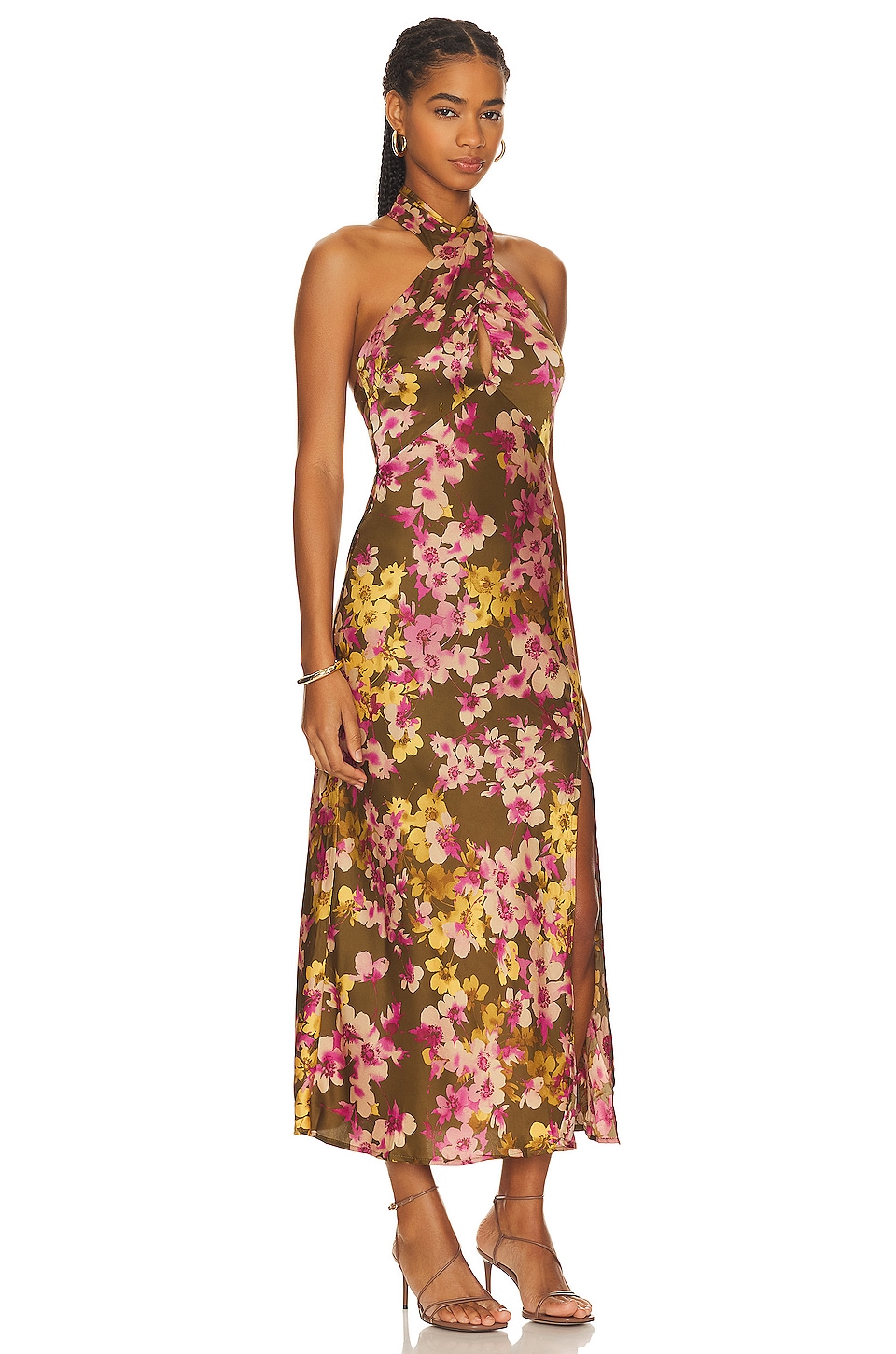 ASTR the Label Marissa Dress in Olive & Pink Floral | REVOLVE