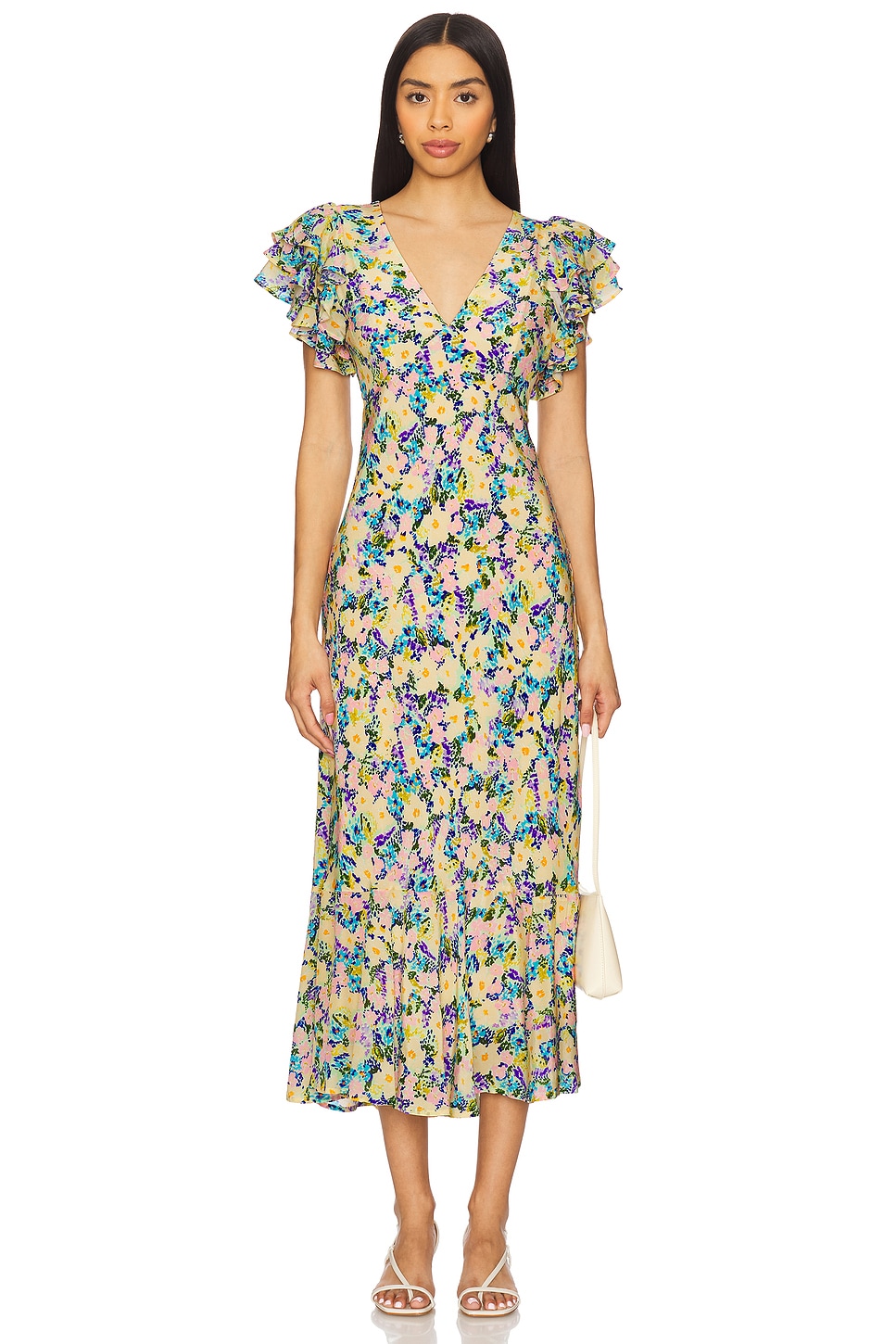 ASTR the Label Celestine Dress in Blue Yellow Ditsy | REVOLVE