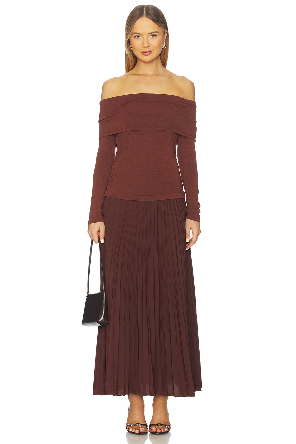 ASTR the Label Tanaia Mixed Media Dress in Brown | REVOLVE
