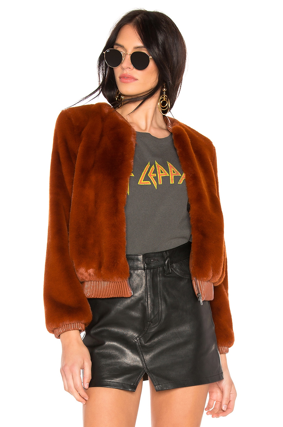 ASTR the Label Frankie Faux Fur Jacket in Spice | REVOLVE