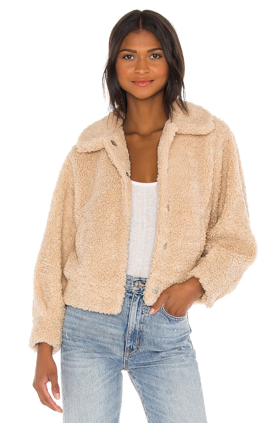 ASTR the Label Marjorie Faux Fur Jacket in Oatmeal | REVOLVE
