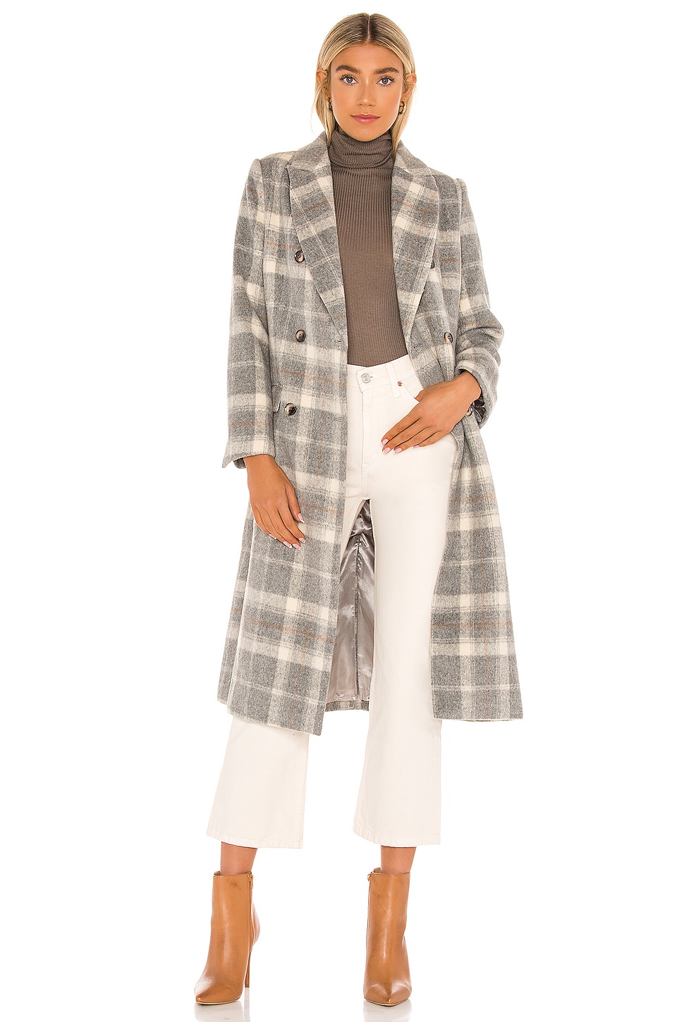 ASTR the Label Raquel Coat in Blue & Gray Multi Plaid | REVOLVE