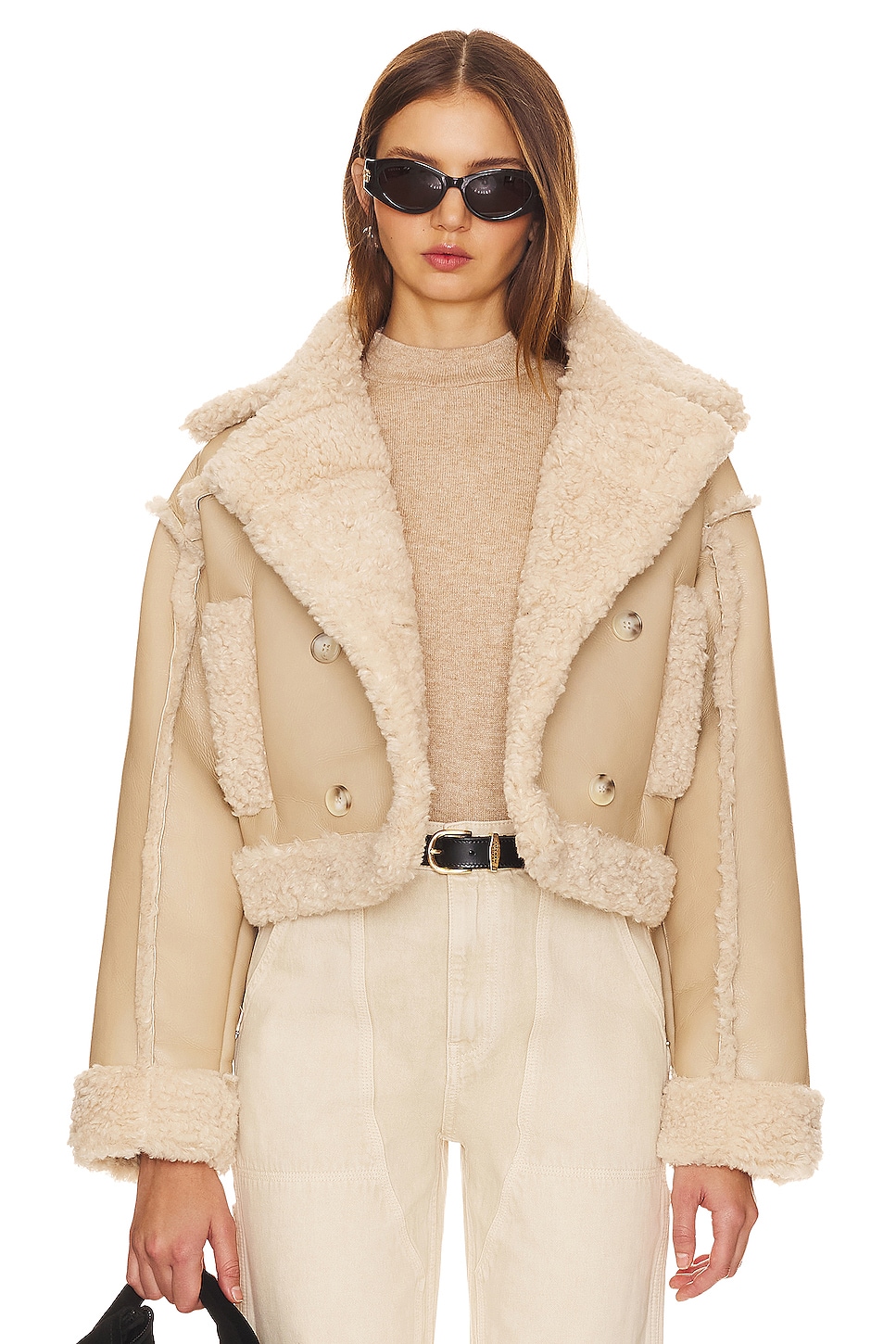 ASTR the Label Luciana Faux Leather Jacket in Ecru | REVOLVE