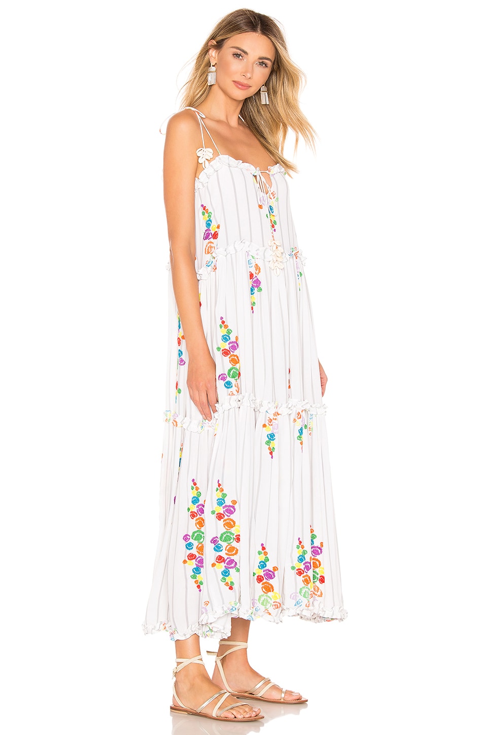 All Things Mochi Mady Dress in White Grey Stripe in White Grey ...