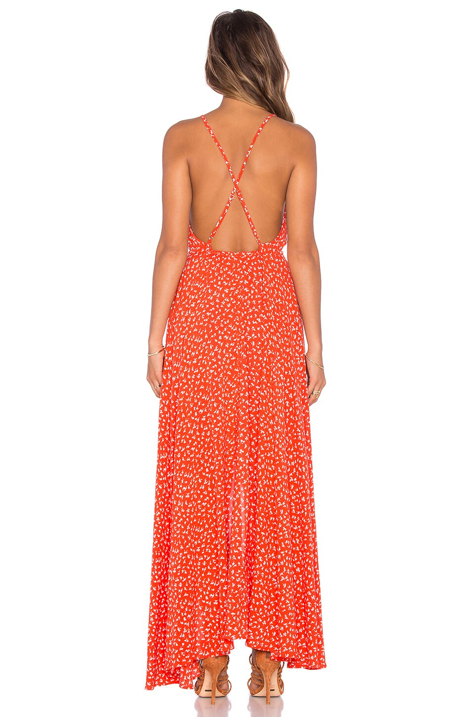AUGUSTE Backless Splash Dress in Red Spanish Caravan | REVOLVE